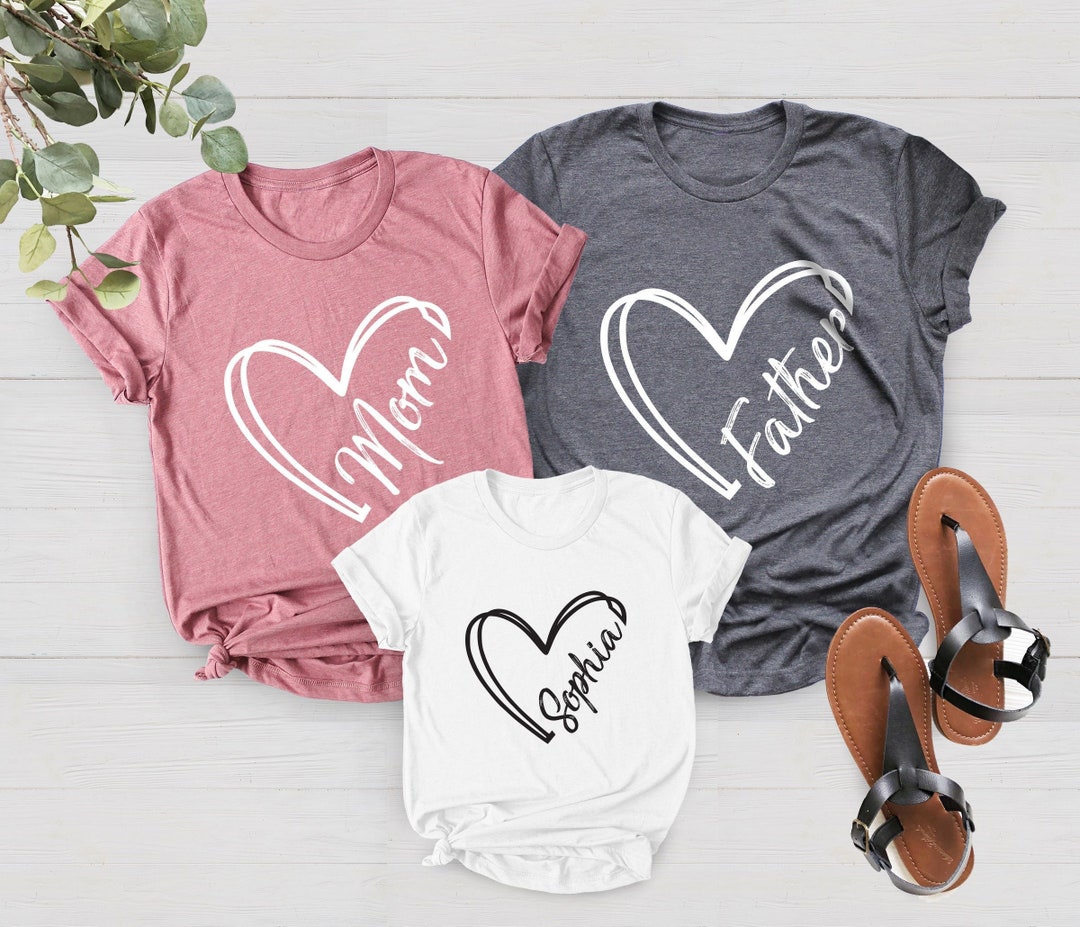 Custom Family Double Heart Shirt, Personalized Family Shirt, Your Name ...