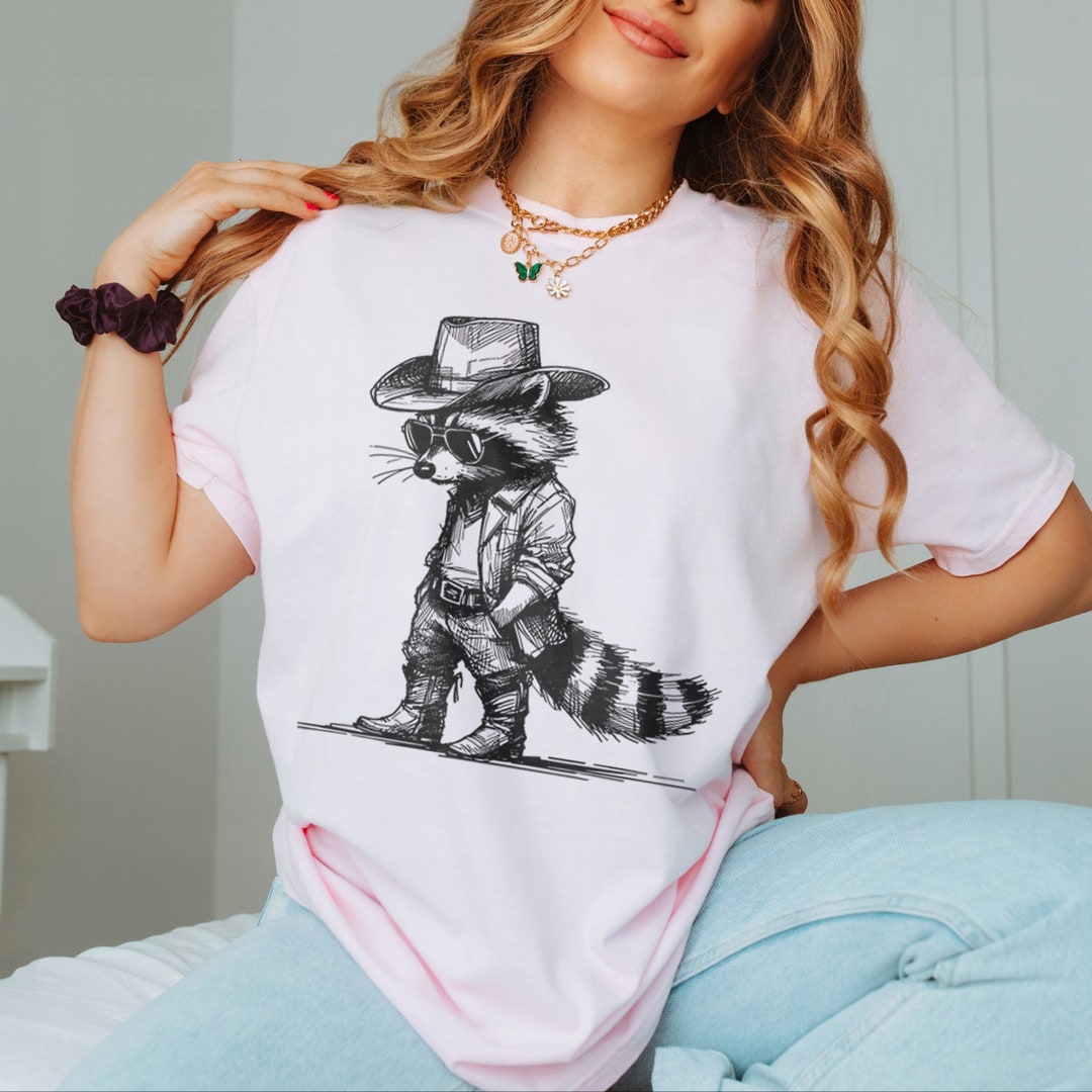 Vintage Cowboy Racoon Shirt, Funny Western Raccoon T-shirt, Retro 90s ...