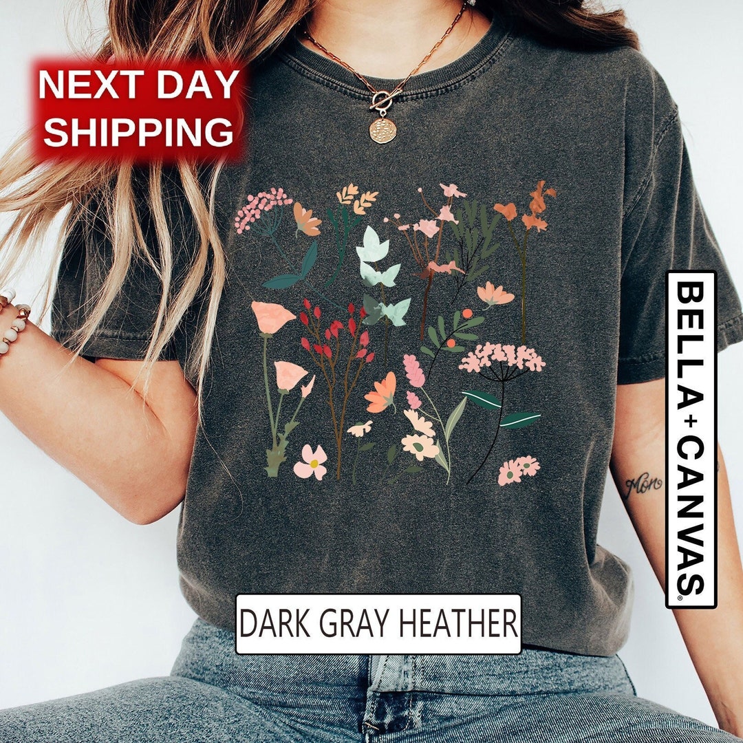 Flower Shirts, Aesthetic Wild Flower Shirt, Botanical Floral Tee, Nature Botanical Shirt, Flower ...