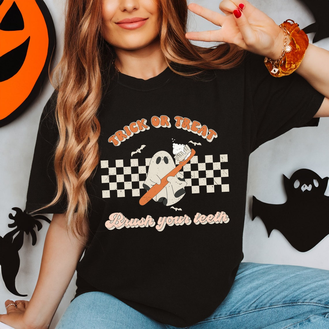 Trick or Treat Brush Your Teeth Comfort Colors® Tee, Halloween Dentist ...