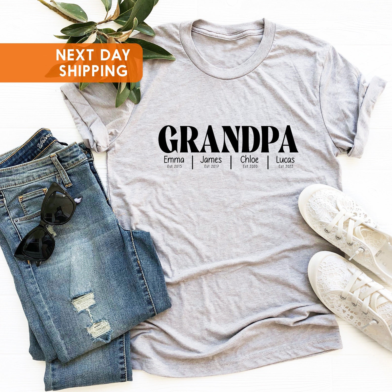 Custom Grandpa Shirt With Grandkids Names, Grandpa Est. Date, Fathers ...