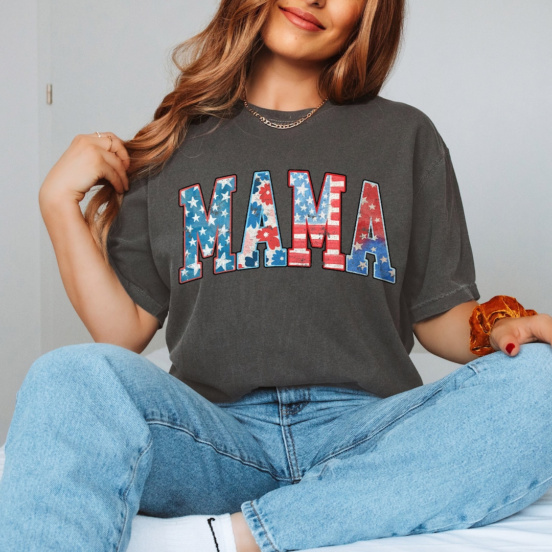 American Mama T-shirt, Retro Mama America Tee, Mama T-shirt, 4th of ...