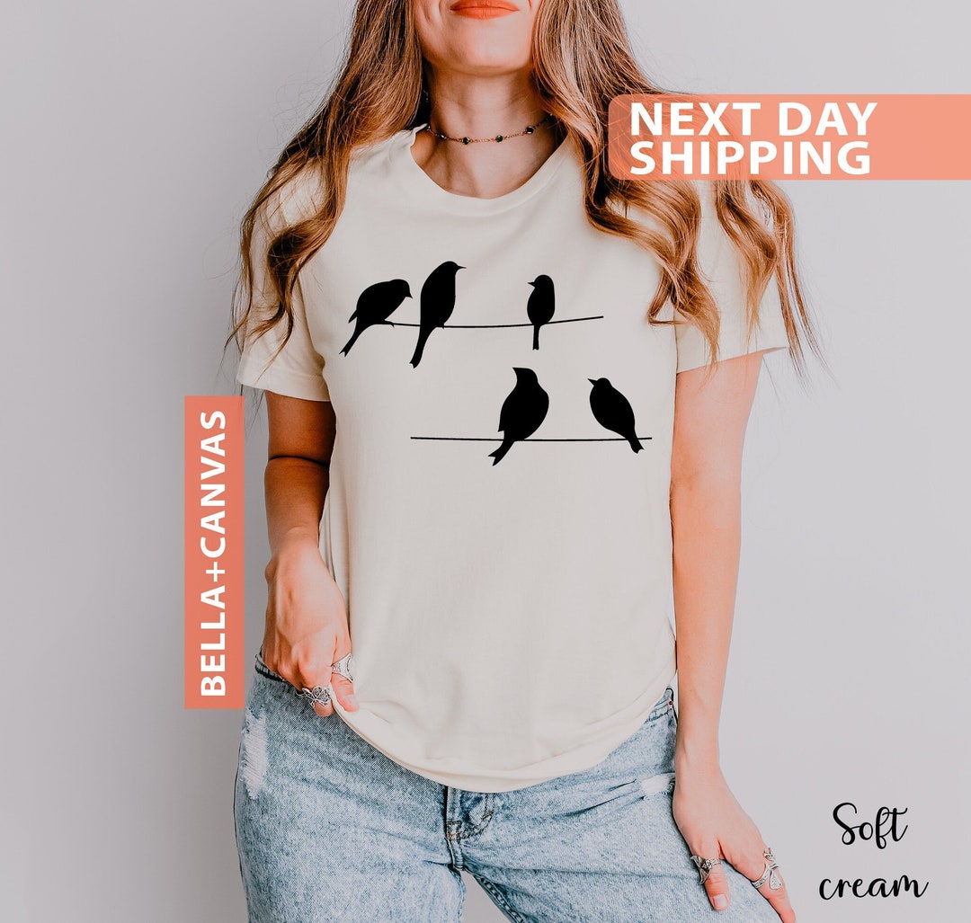 Birds T-shirt, Birds on A Wire, Graphic Women's Shirt, Graphic Birds ...