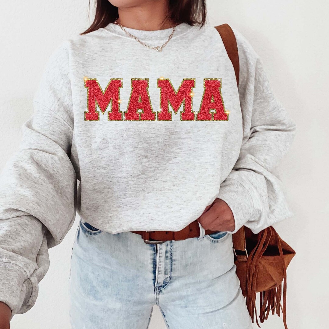 Mother's Day Embroidered Sweatshirt, MAMA Patch Sweater, Mom Gift From ...
