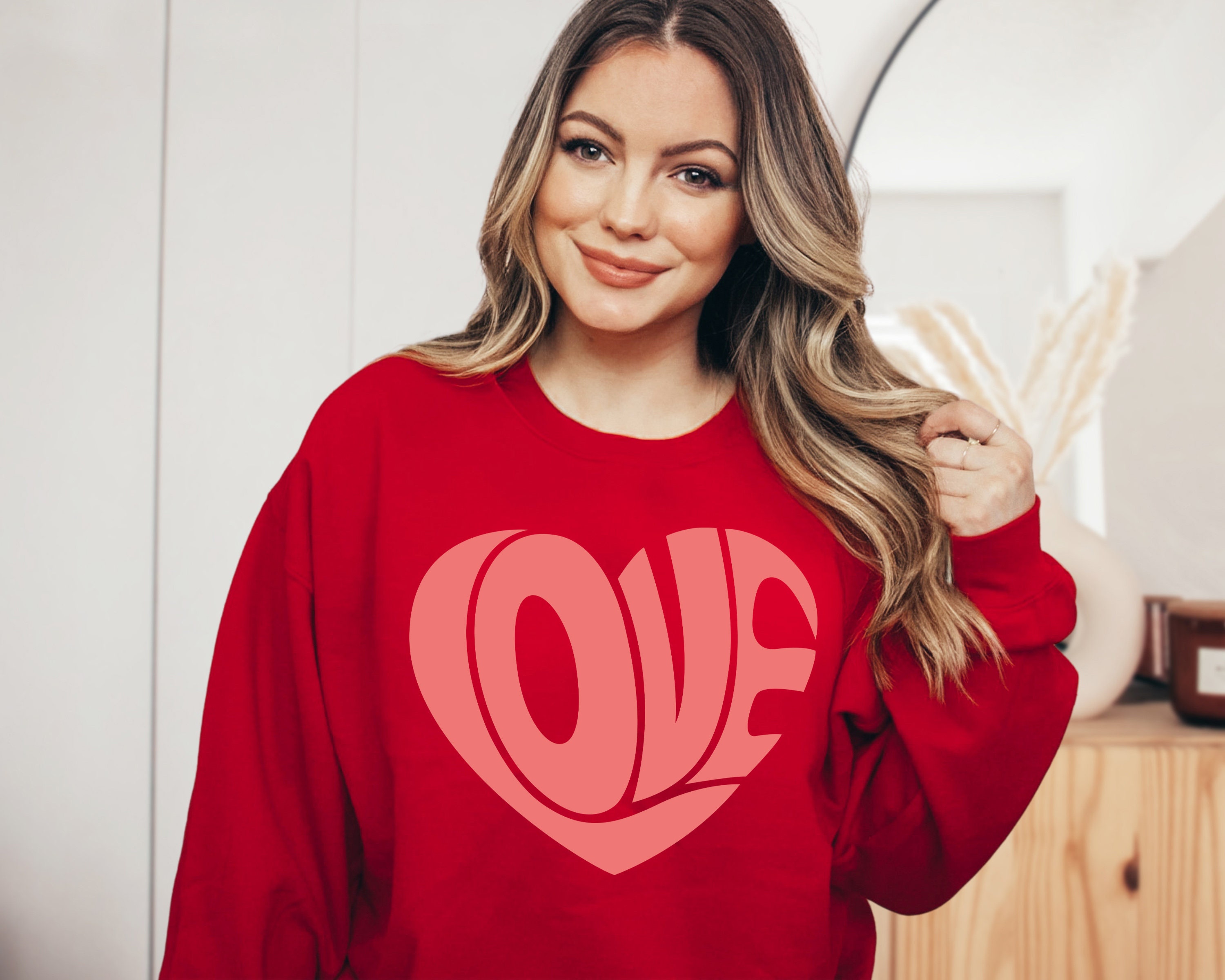 Valentine's Day Love Heart Sweatshirt, Love Sweater, Woman Valentines ...