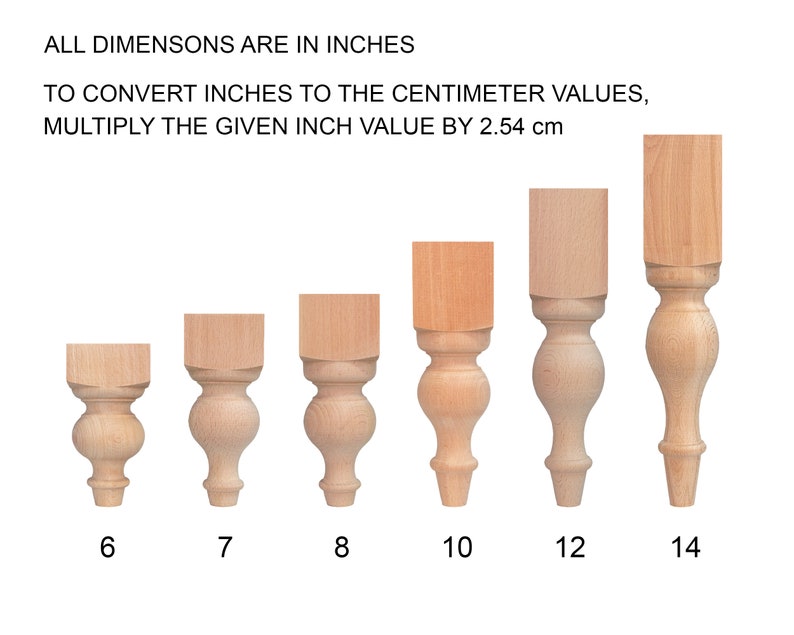 Turned Wood Legs, Set of 4, Furniture Legs Wood, Bed Legs, Wooden Bench ...