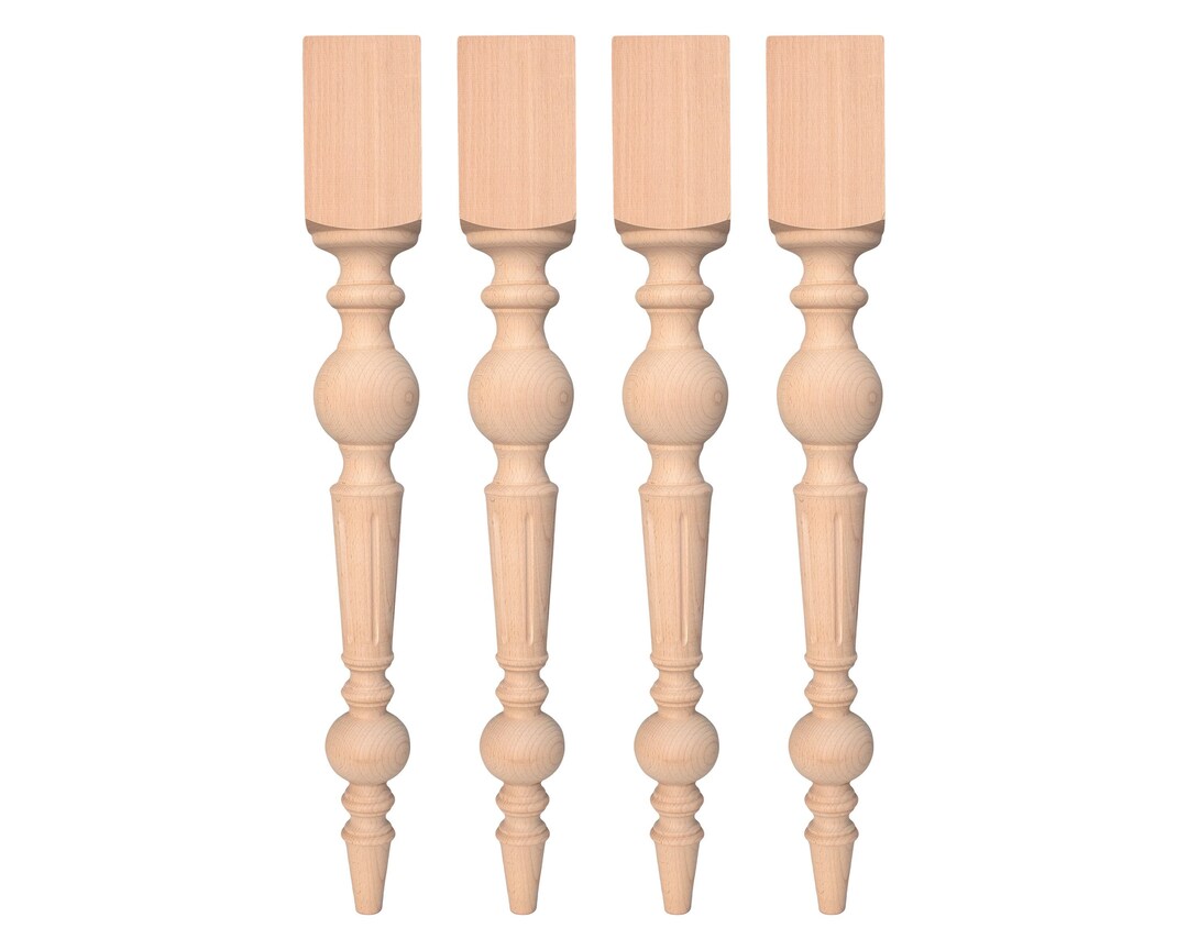 Antique Table Legs, Set of 4, Turned Wood Legs, Island Legs, Chunky ...