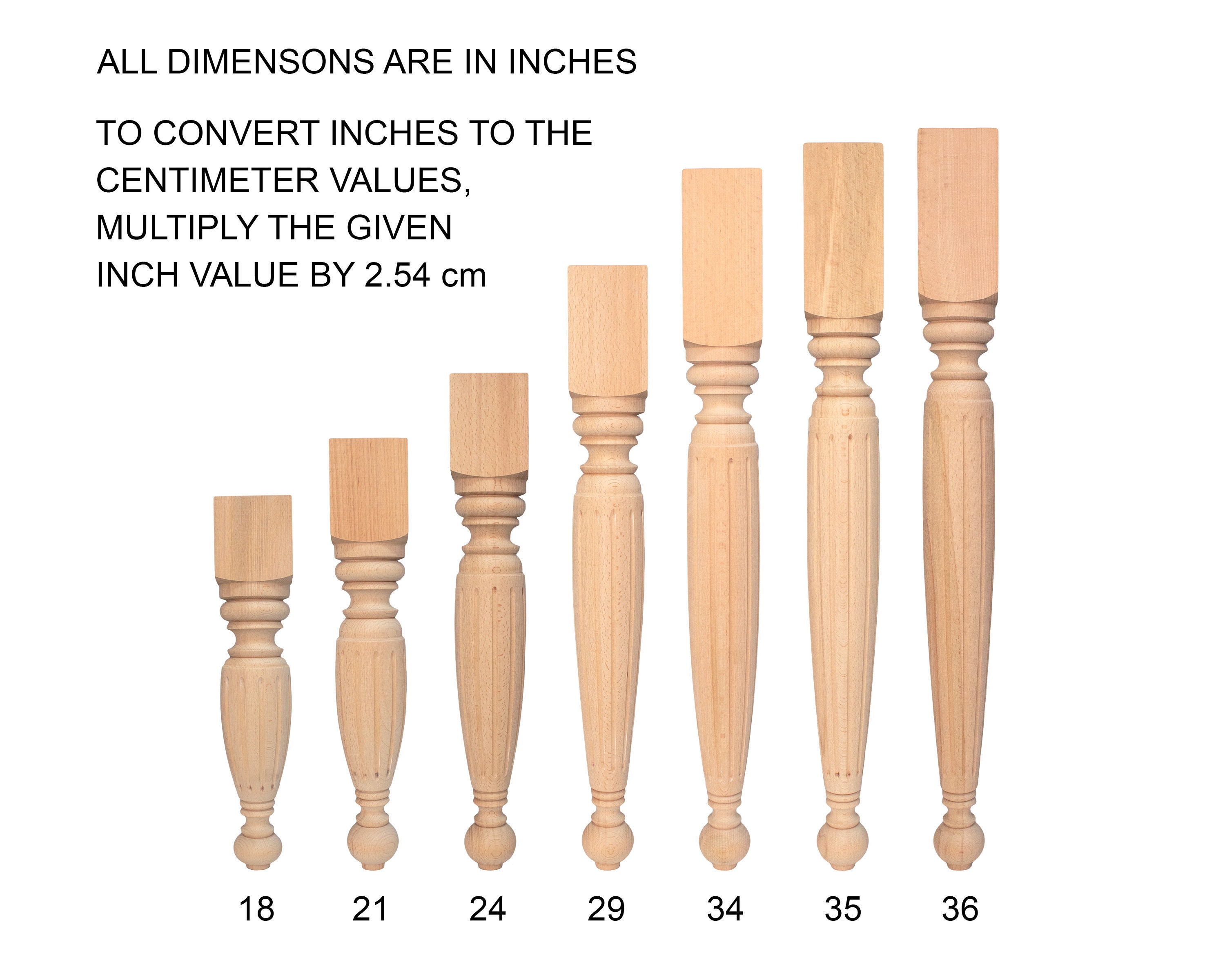 Table Legs, Set of 4, Dining Table Legs, Wooden Table Legs, Turned Legs ...