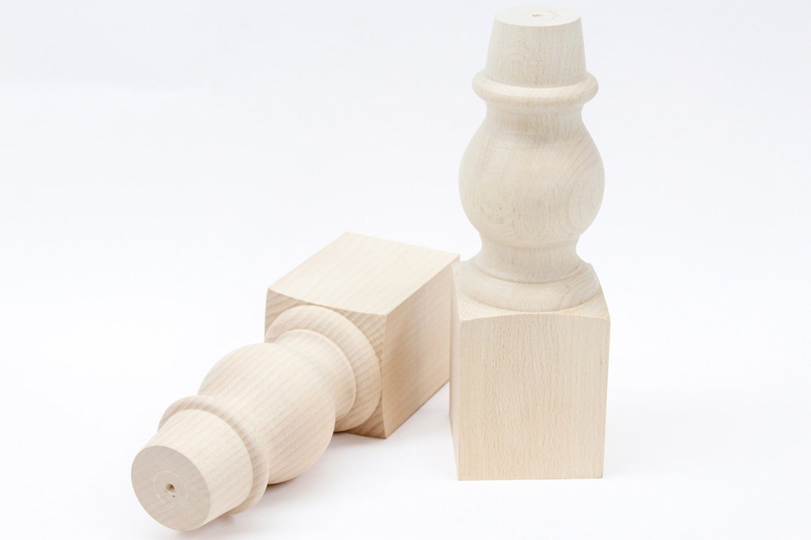 Turned Wood Legs Set of 4 Furniture Legs Wood Bed Legs - Etsy