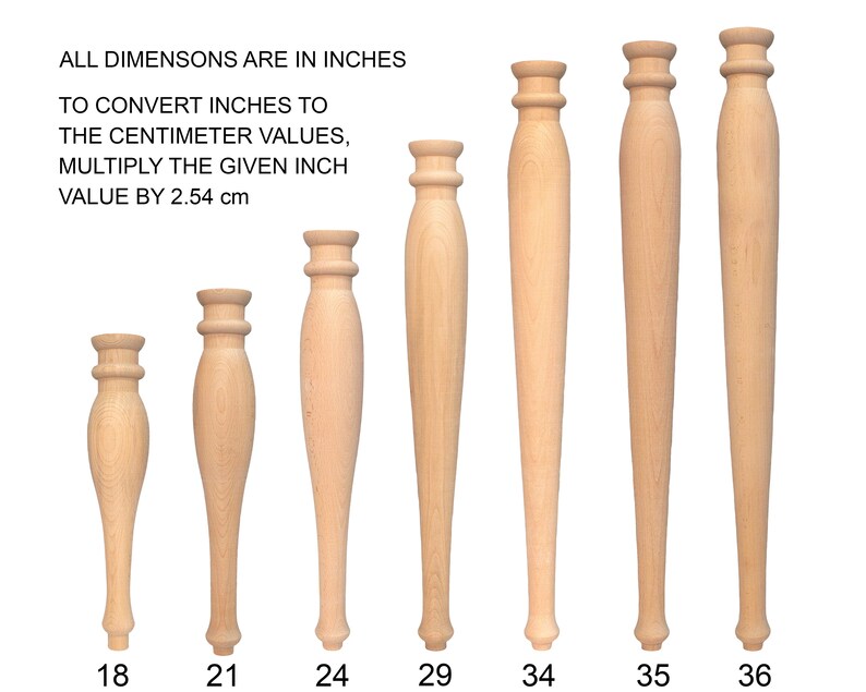 Table Legs, Set of 4, Turned Table Legs, Wood Table Legs, Dining Table ...