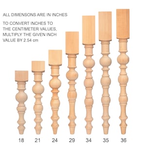 Dining Table Legs, Set of 4, Turned Table Legs, Wooden Table Legs ...