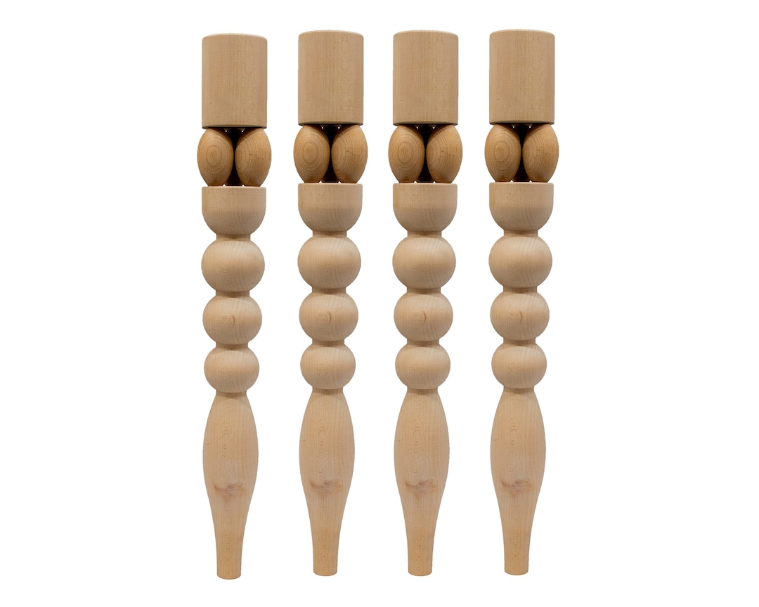 29" Turned Table Legs, Unfinished Table Legs Wood, Farmhouse Table Legs ...