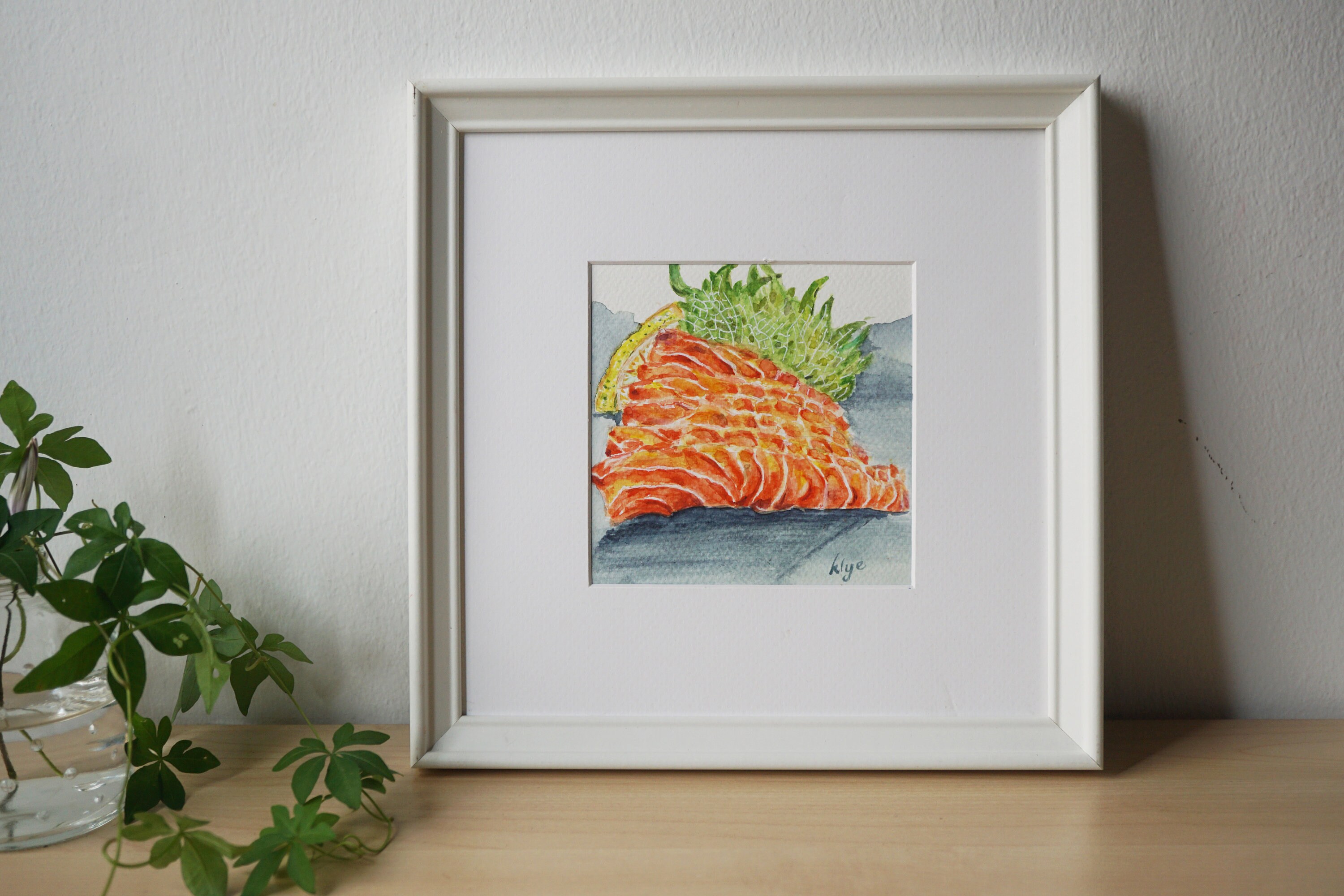 Salmon Sashimi Painting, Original Watercolor Still Life Painting ...