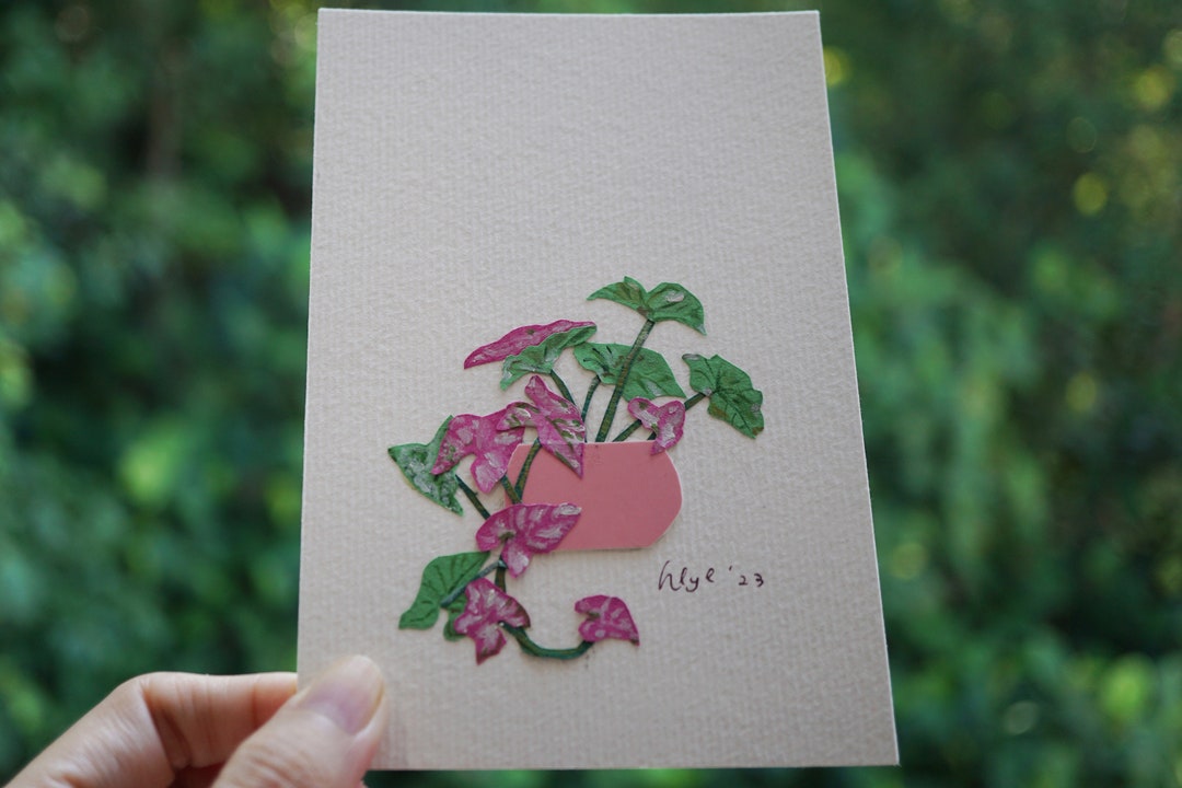 Paper-cut Plant, Syngonium-pink Wall Art, Handmade Gift for Mum - Etsy