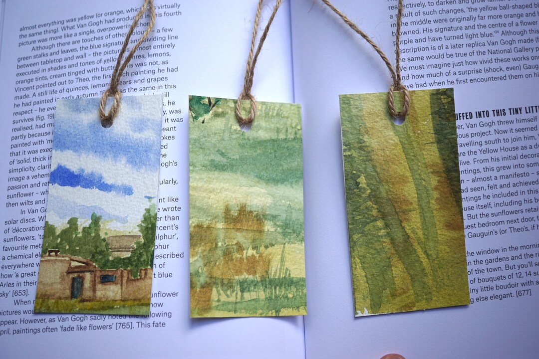 Set of 3 Hand-painted Scenery Original Art, Watercolor Bookmark ...