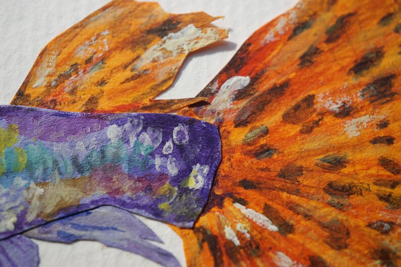 Colorful Guppy Fish Paper Art, Guppy Painting, Handmade Gift for Friend ...