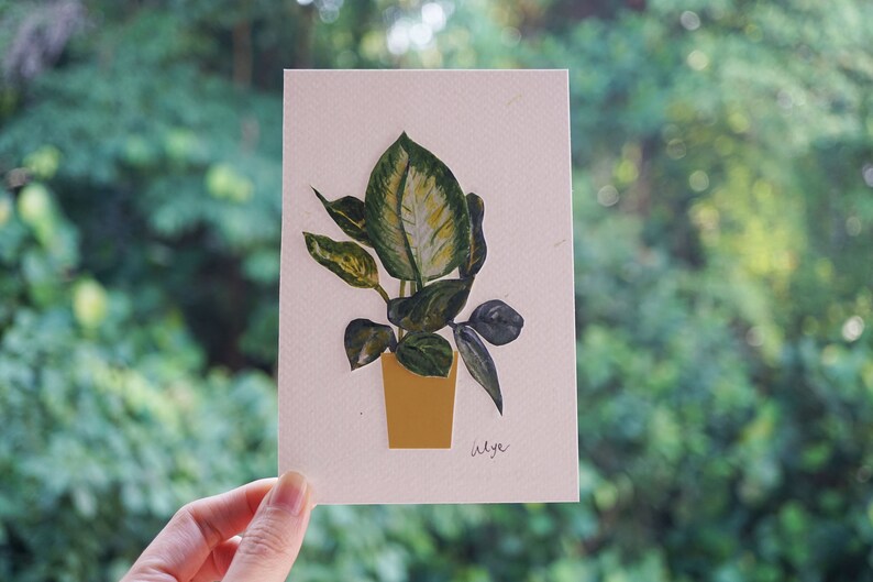 Houseplant Wall Decor, Original Botanical Art, Paper-cut Plant - Etsy