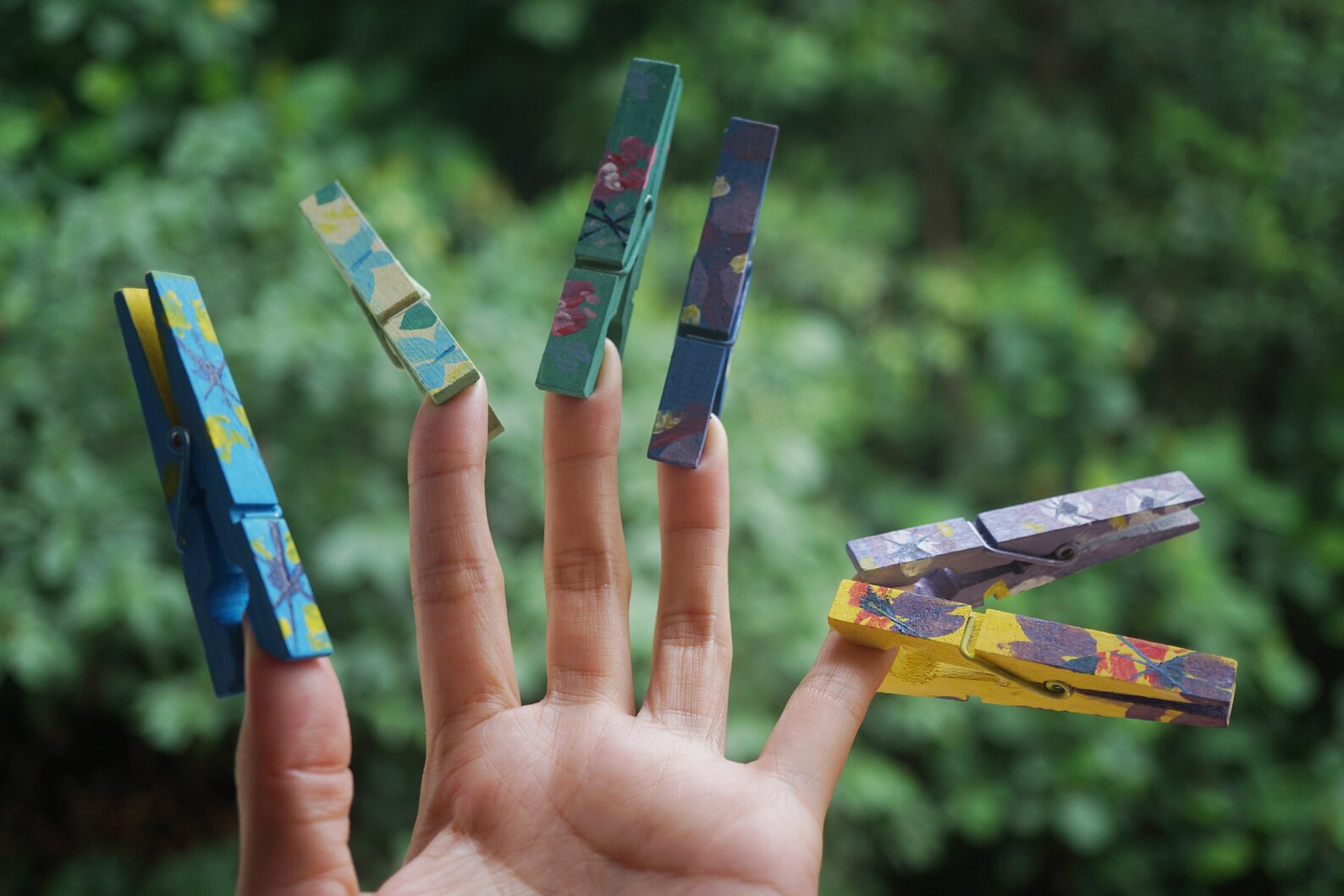 Hand-painted Big Wooden Pegs, Decorated Clothespins, Birthday Party ...