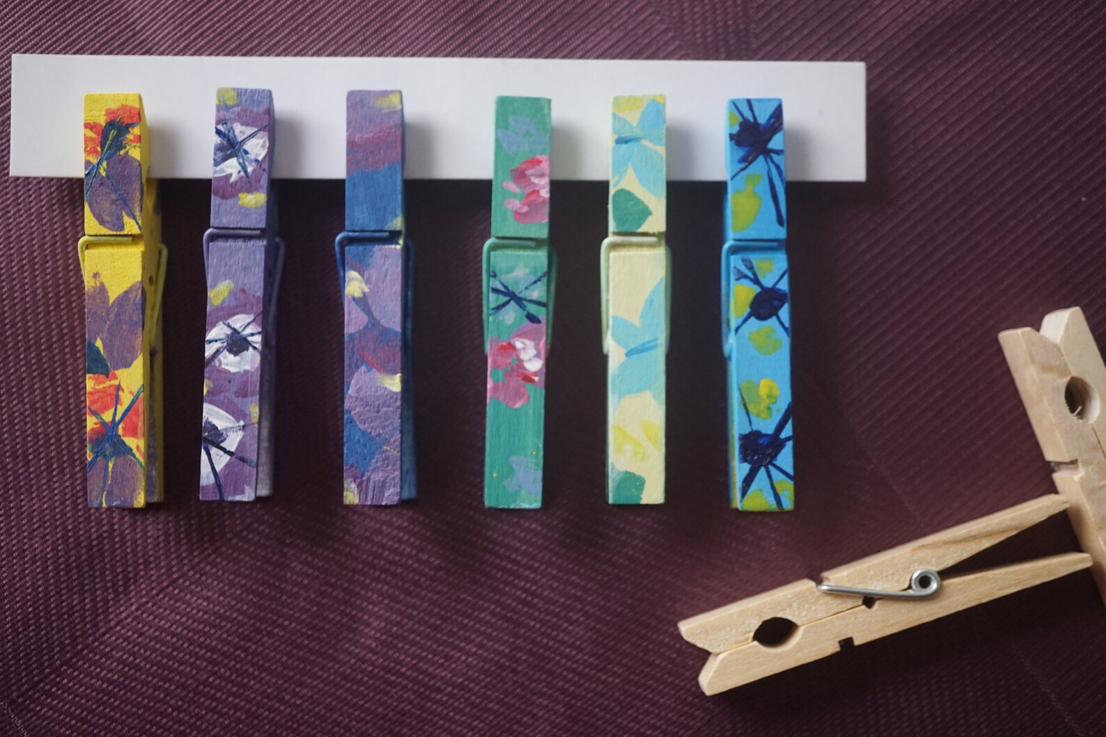 Hand-painted Big Wooden Pegs Decorated Clothespins Colorful - Etsy ...