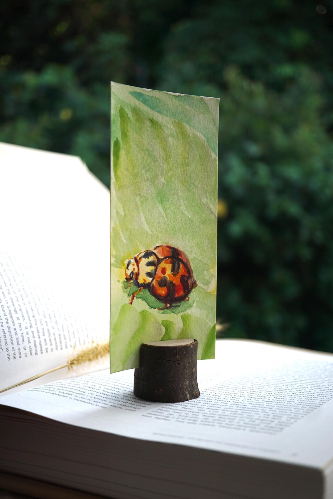 Original Ladybugs Watercolor Painting, Beetle Insects Handmade Bookmark ...