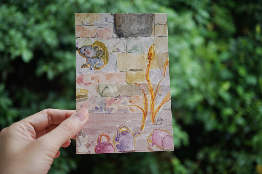 Mouse Original Art Farmhouse Decor, Watercolor Mouse Illustration, Mice ...