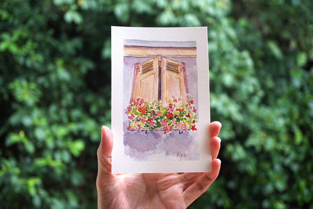 Window Floral Art, French Country Art, Original Hand-painted Home Decor ...