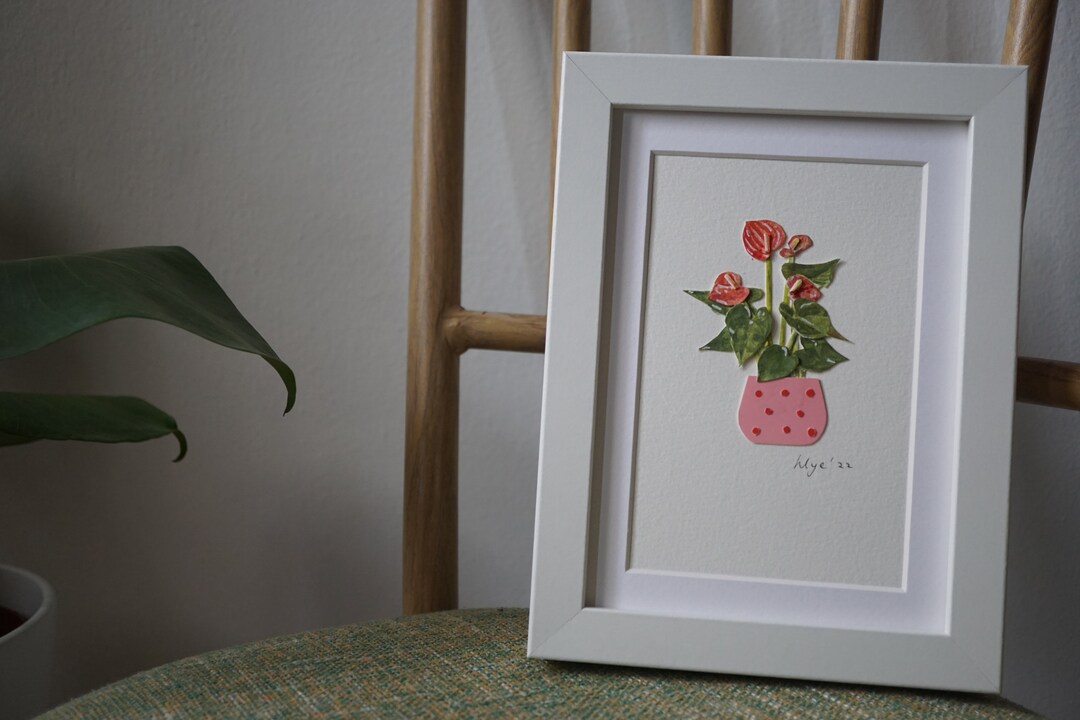 Anthurium Handmade Gift Pink Decor, Hand-cut Red Flamingo Lily, Unframe ...