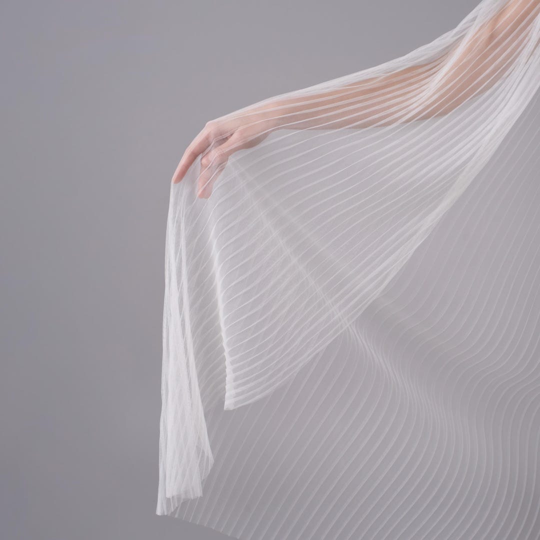 Pleated Tulle Wedding Veil - Ivory Soft Accordion Tulle, Single Tier ...