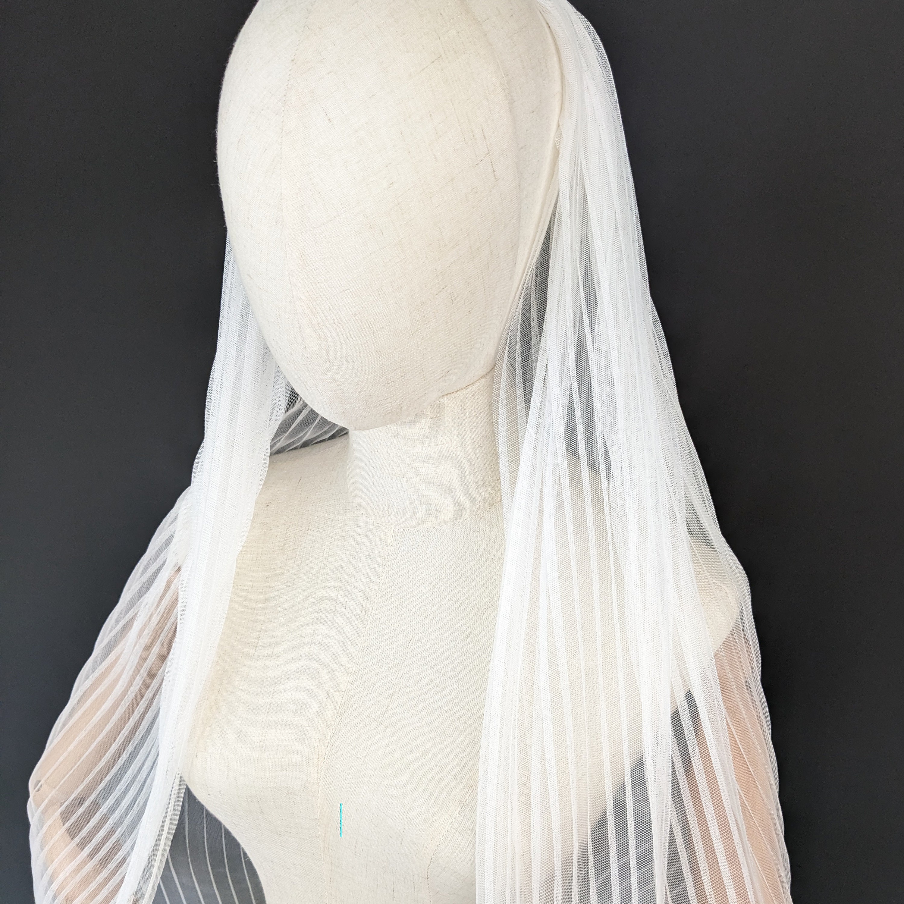 Accordion Tulle Wedding Veil - Ivory Soft Pleated Tulle, Single Tier ...