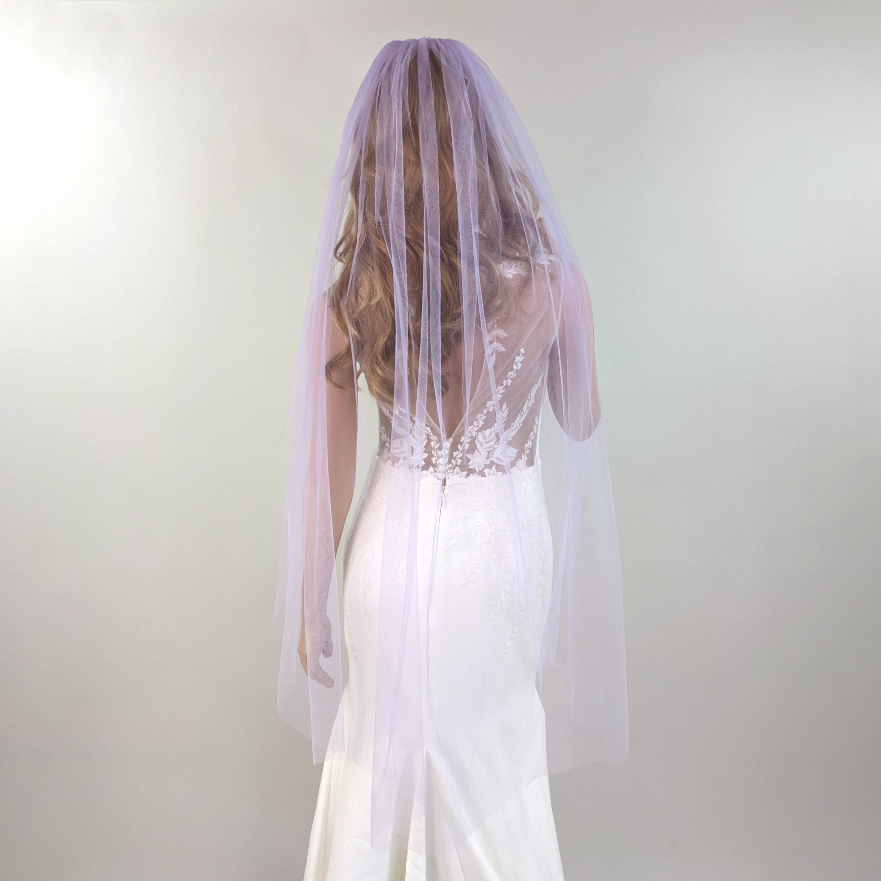 Pastel Purple Wedding Veil Levander Soft Tulle, Single Tier With Gold ...