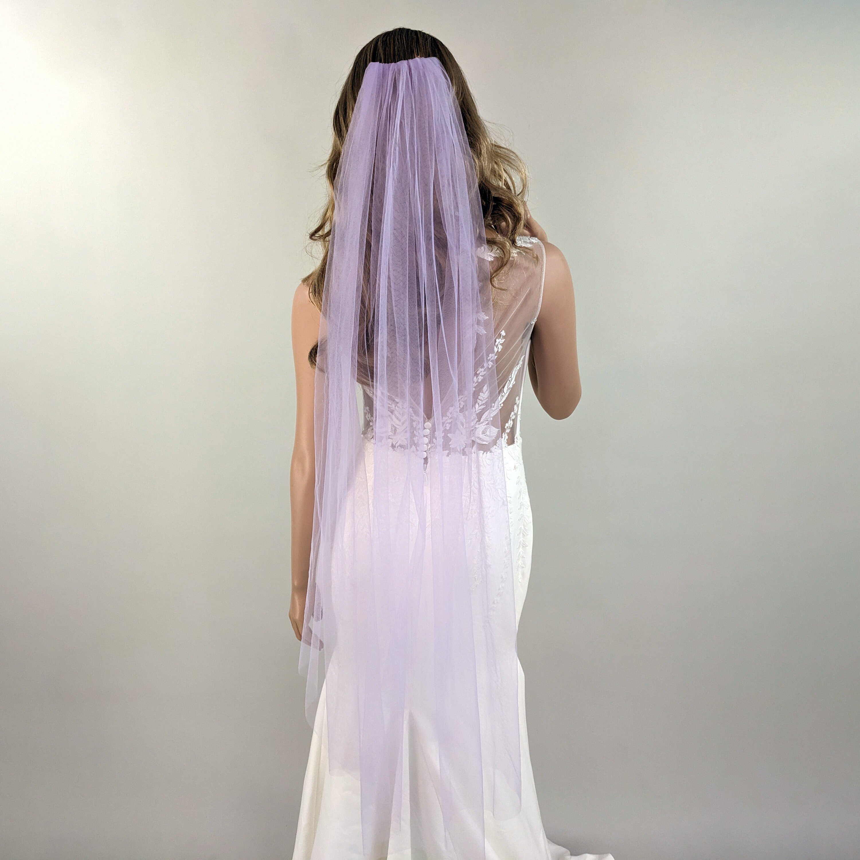 Pastel Purple Wedding Veil Levander Soft Tulle, Single Tier With Gold ...