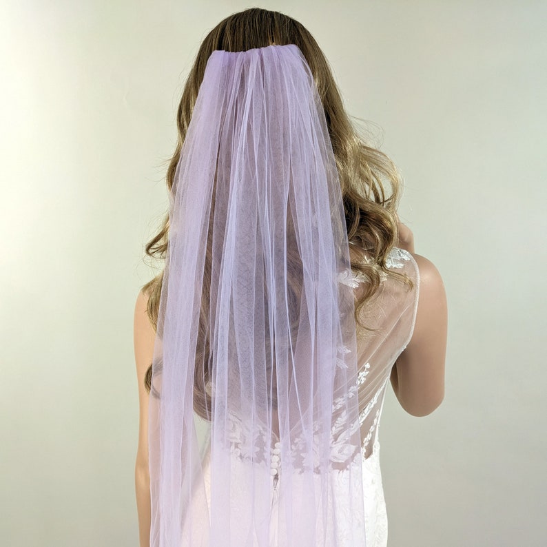 Pastel Purple Wedding Veil Levander Soft Tulle, Single Tier With Gold ...
