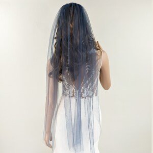 Navy Blue Wedding Veil: Soft Tulle, Gold Bridal Comb, Cut Edge - Etsy