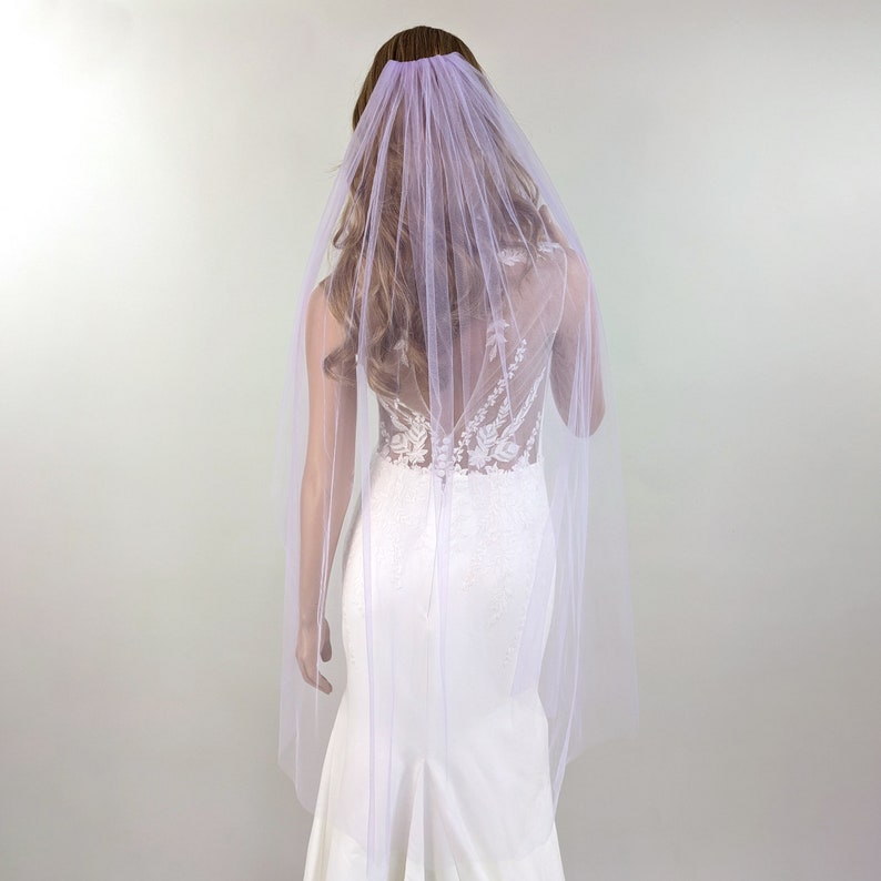 Pastel Purple Wedding Veil Levander Soft Tulle, Single Tier With Gold ...