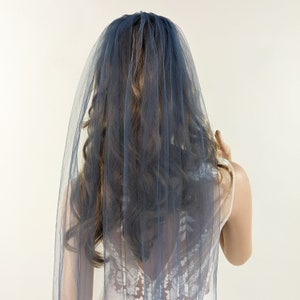 Navy Blue Wedding Veil: Soft Tulle, Gold Bridal Comb, Cut Edge - Etsy
