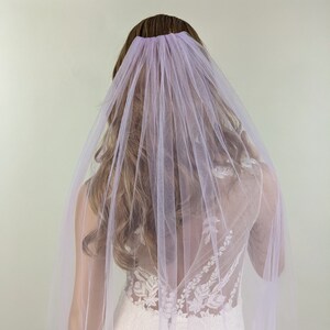 Pastel Purple Wedding Veil - Levander Soft Tulle, Single Tier With Gold ...
