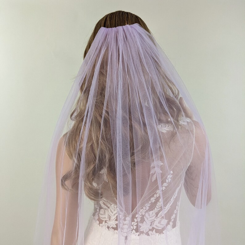 Pastel Purple Wedding Veil Levander Soft Tulle, Single Tier With Gold ...