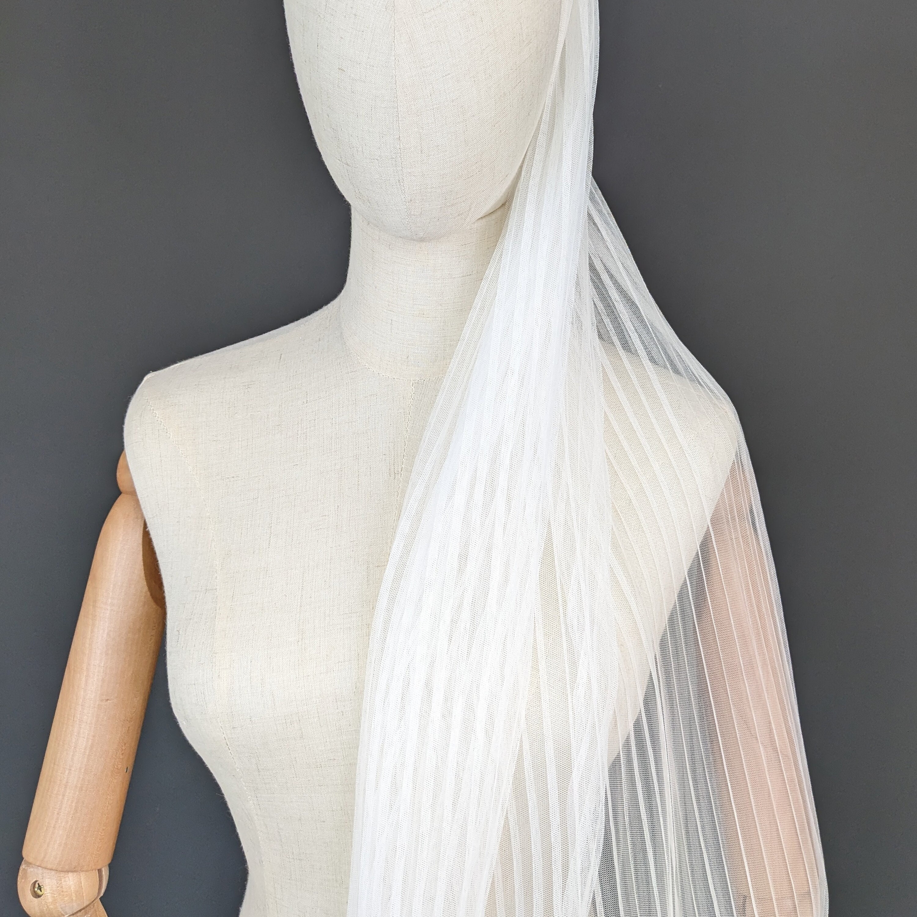 Accordion Tulle Wedding Veil Ivory Soft Pleated Tulle, Single Tier With ...