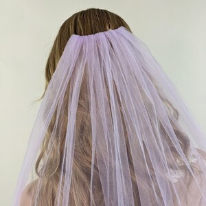 Pastel Purple Wedding Veil - Levander Soft Tulle, Single Tier With Gold ...