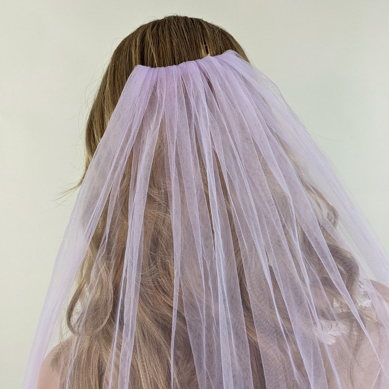 Pastel Purple Wedding Veil Levander Soft Tulle, Single Tier With Gold ...