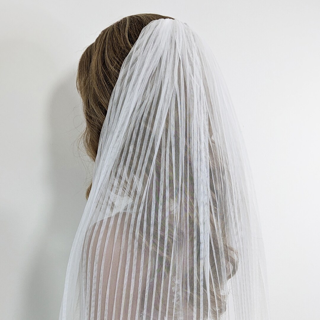 Accordion Tulle Wedding Veil Ivory Soft Pleated Tulle, Single Tier With ...