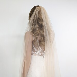 Champagne Wedding Veil: Soft Tulle, Gold Comb, Cut Edge - Etsy