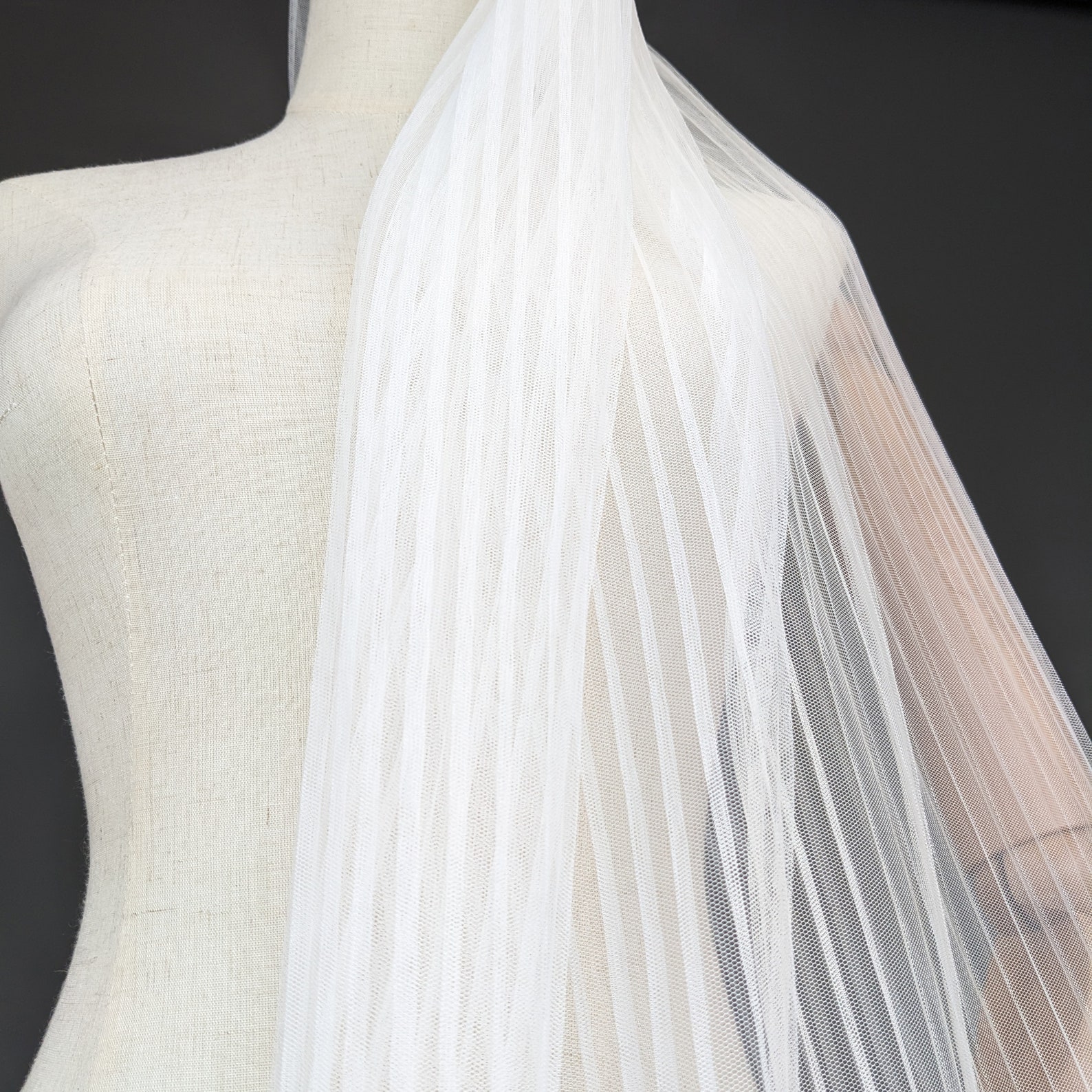 Accordion Tulle Wedding Veil - Ivory Soft Pleated Tulle, Single Tier ...