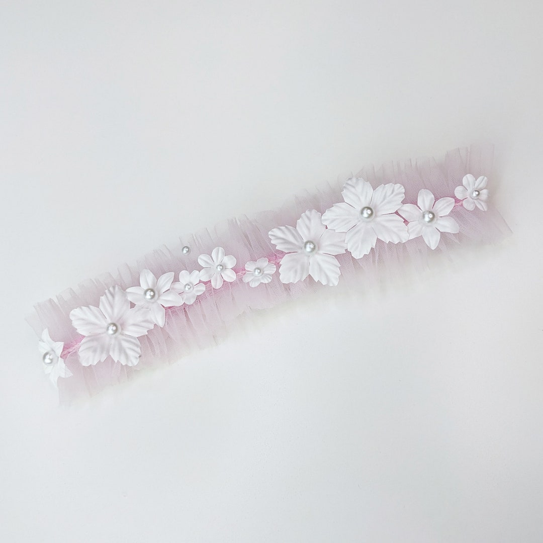 Pink Floral Garter Flower Bridal Garter Keepsake or Toss Away Bubble ...
