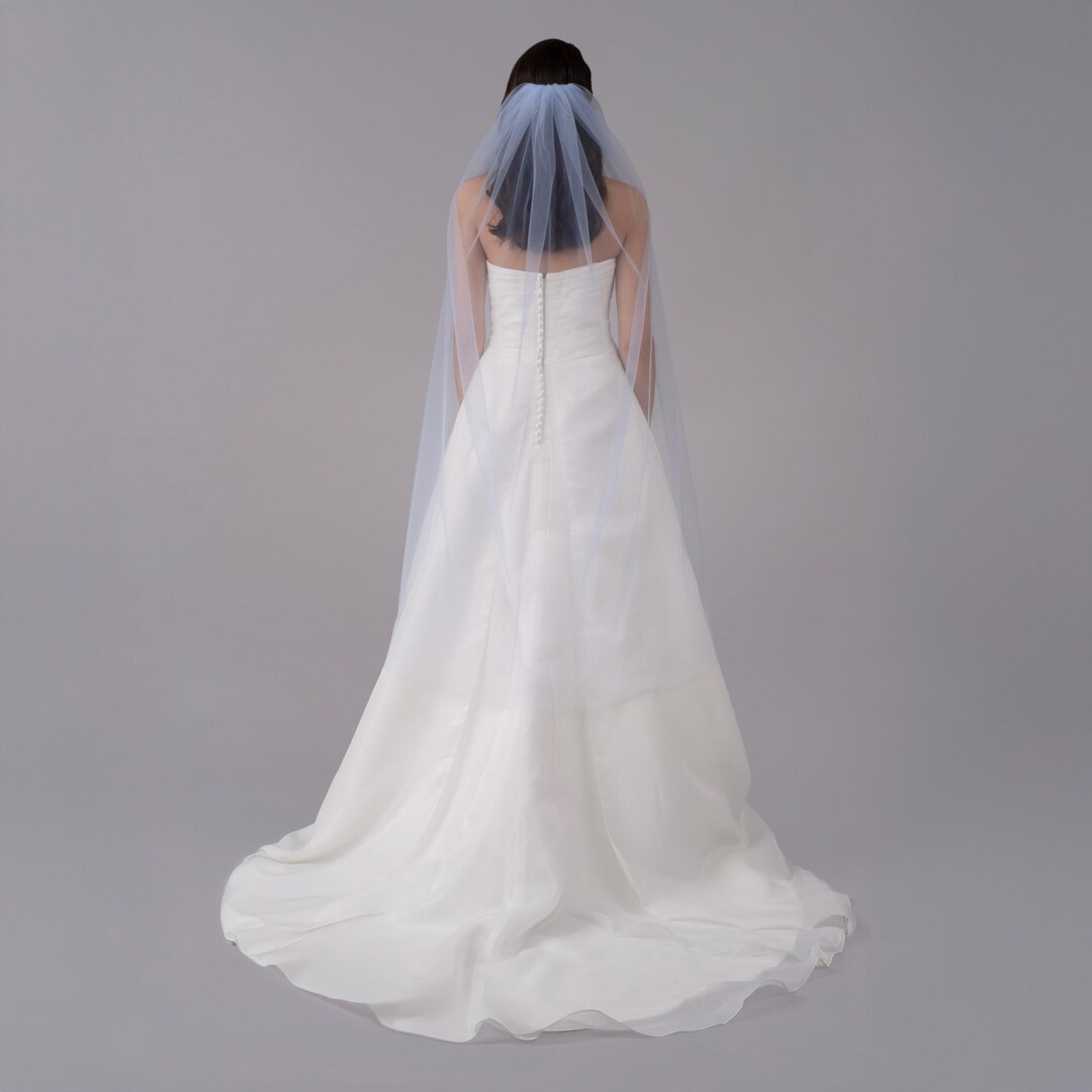 Pastel Sky Blue Wedding Veil: Soft Tulle Bridal Veil With Comb - Etsy