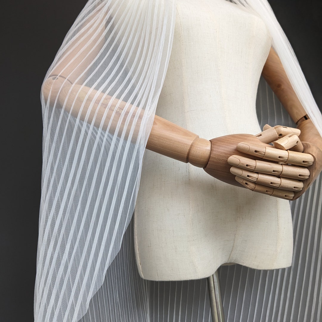 Accordion Tulle Wedding Veil Ivory Soft Pleated Tulle, Single Tier With ...