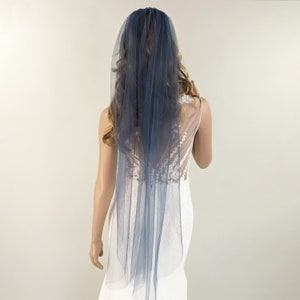 Navy Blue Wedding Veil: Soft Tulle, Gold Bridal Comb, Cut Edge - Etsy