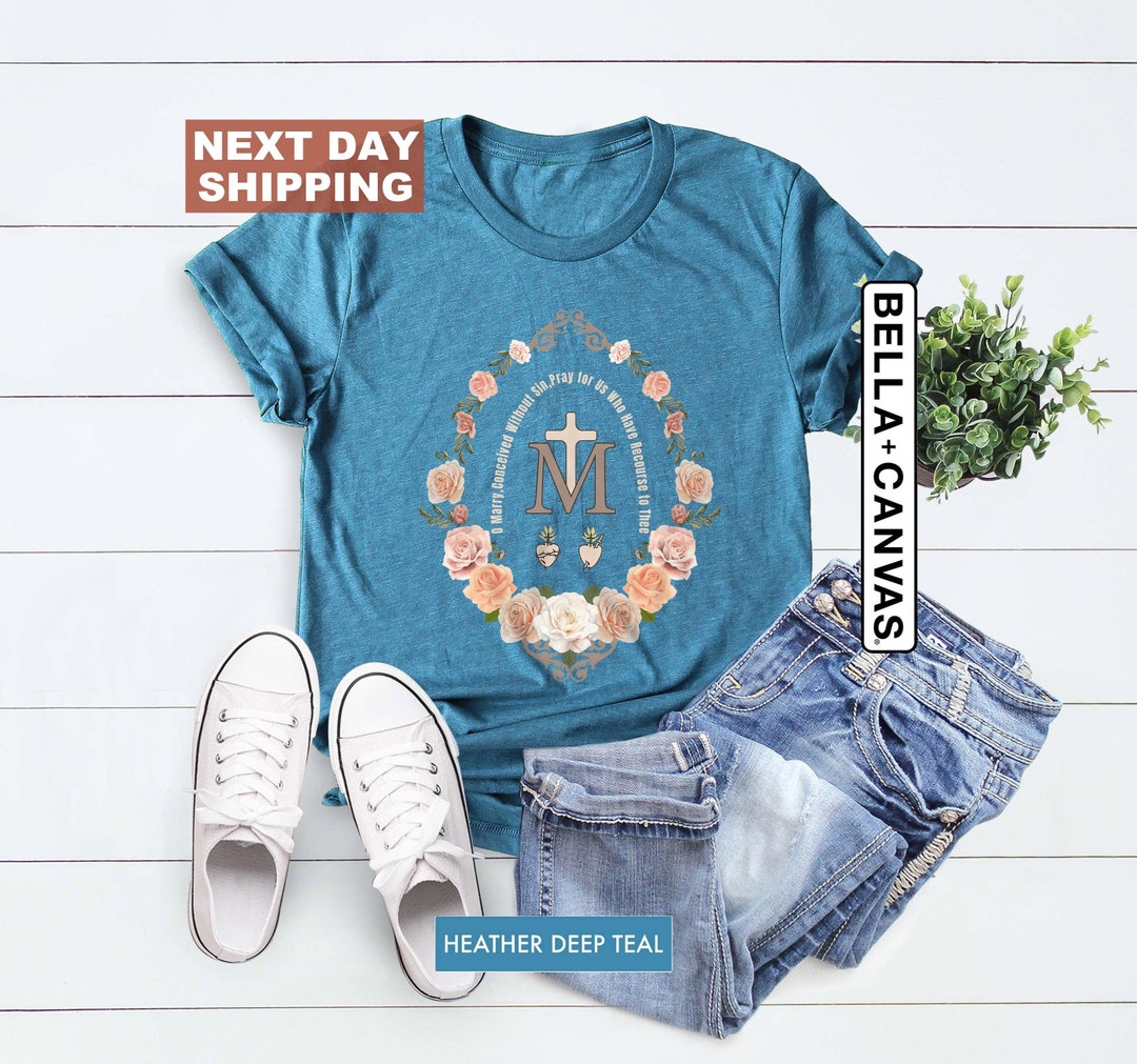 Marian Catholic T-shirt, Virgin Mary T-shirt, Catholic Gifts for Women ...