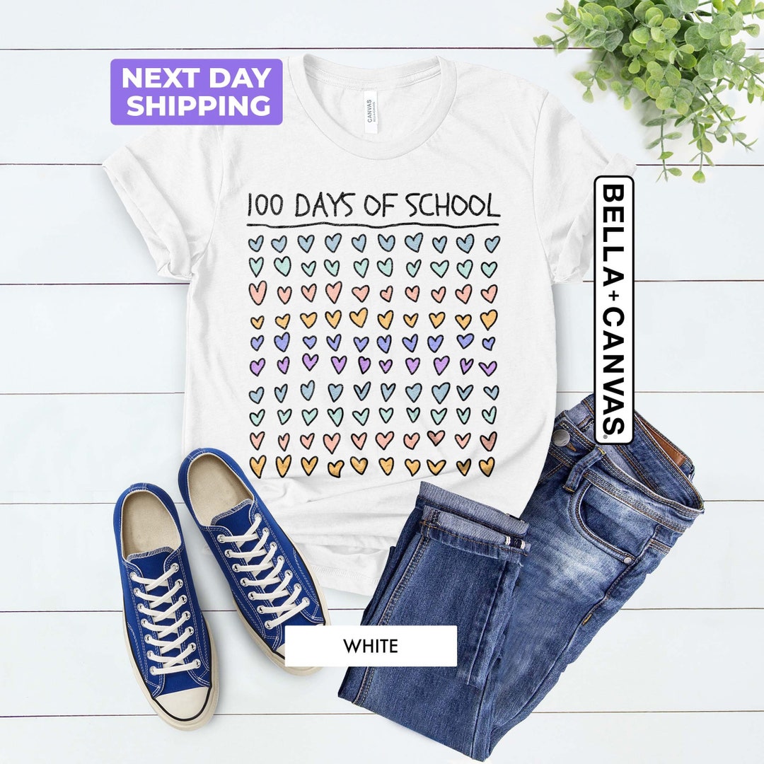 100 Days of School Shirt, 100 Days of Hearts Shirt, 100th Day of School ...