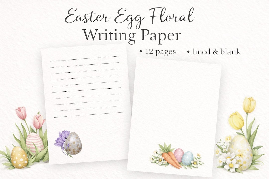Easter Egg Floral Writing Paper – Printable Spring Stationery Set, 12 ...